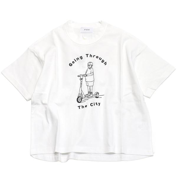 FOV フォブ“フォブ”のGoing Through Tシャツ・ゆるタッチなイラストがポイント・オーバーサイズの半袖Tシャツ・生地は肌当たりの優しいコットン天竺素材・シンプルなボトムスと合わせてもサマになる1着MODELWH / 107cm...