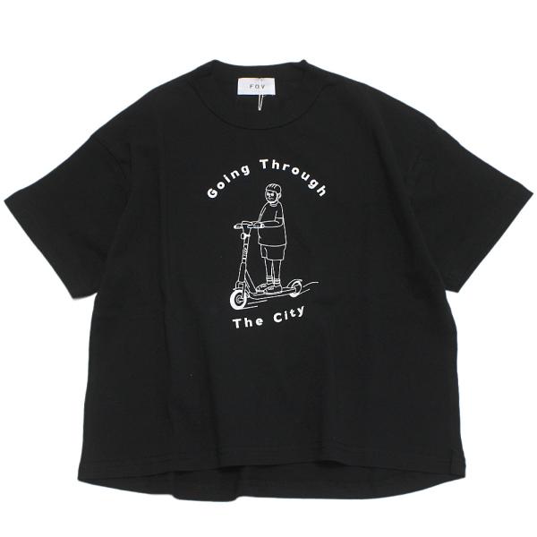 FOV フォブ“フォブ”のGoing Through Tシャツ・ゆるタッチなイラストがポイント・オーバーサイズの半袖Tシャツ・生地は肌当たりの優しいコットン天竺素材・シンプルなボトムスと合わせてもサマになる1着MODELWH / 107cm...