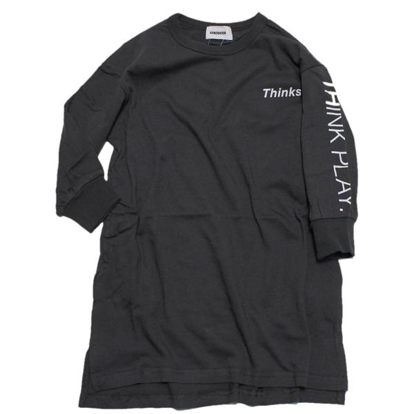 GENERATOR ジェネレーター“ジェネレーター”のThinks 長袖 ワンピース・肌馴染みの良いソフト天竺・リラックス感漂うルーズシルエット・胸元と袖のプリントがポイント・両サイドにスリット入り・袖口はリブタイプ関連キーワード:子供服 ...