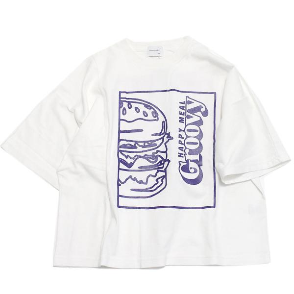 GROOVY COLORS グルーヴィーカラーズ“グルーヴィーカラーズ”のテンジク HAMBURGER WIDE シルエット TEE・ゆったりとラフに着れるワイドシルエットT・袖と身頃が繋がった個性的なデザイン・正面と背面を組み合わせると1...
