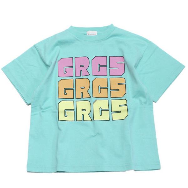 GROOVY COLORS グルーヴィーカラーズ“グルーヴィーカラーズ”のテンジク 3GRCS ロゴ TEE・鮮やかなグラデーションカラー・“GRCS”の文字を3列並べたブランドロゴTシャツ・バックにもブランドイニシャルを大きくプリント・適...