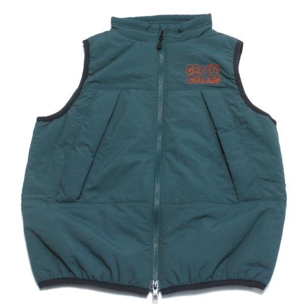 GROOVY COLORS グルーヴィーカラーズ“グルーヴィーカラーズ”のナイロンタフタ VEST・裏地付きで薄い中綿入りのジップアップベスト・秋から冬にかけて長く活躍するアイテム・軽量で耐久性があるマットな質感が特徴のナイロンタスランタフ...