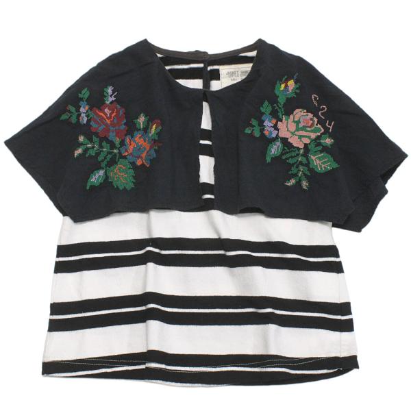 GO TO HOLLYWOOD ゴートゥーハリウッド“ゴートゥーハリウッド”のボーダーテンジク イロドリ エリツキ TEE・大きな衿付きのノースリーブカットソー・バックネックにスナップボタン付き・衿で二の腕が隠れるので半袖感覚で着用可能・衿...