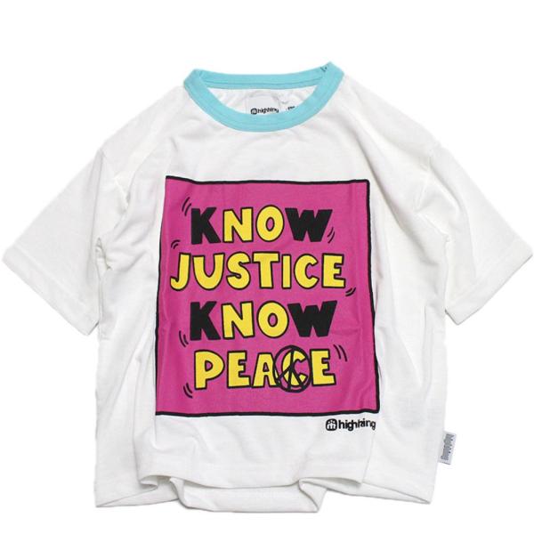 highking ハイキング“ハイキング”のjustice ショートスリーブ・90年代POPアートから着想したグラフィック・ポイントはプリントとネックバインダーの配色使い・＜KNOW＞と＜NO＞、2つの意味を持つメッセージも◎・ボディは吸水...