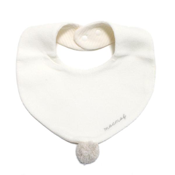 mocmof モクモフ“モクモフ”のポンポン スタイ(COLORS)・スタイの先端にとりつけたポンポンがポイント・さりげない刺繍ロゴもアクセント・表地はパイル、裏面はワッフル地・吸水性が高く、柔らかな肌触り・首元はスナップボタンで2段階調節...