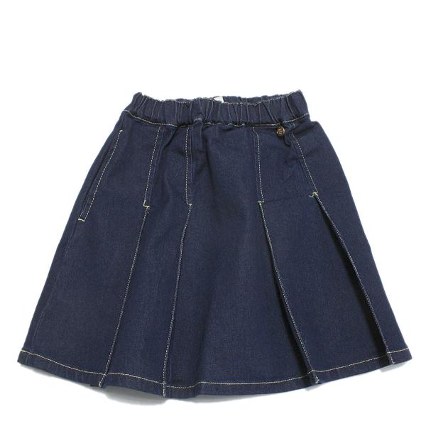 make your day メイクユアデイ“メイクユアデイ”のデニムプリーツSK・着回しやすいデニムスカート・太めのプリーツでカジュアルな着こなしにも◎・ストレッチデニムを採用しストレスフリーな穿き心地・ウエストは総ゴム仕様・イエローのステ...