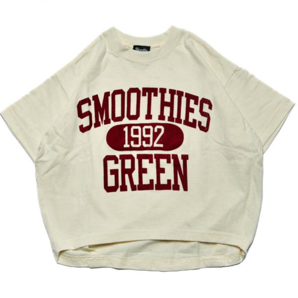 NEEDLE WORKS ニードルワークス“ニードルワークス”のSMOOTHIES Tシャツ・軽やかな着心地のコットン素材・ゆるっと丸みのあるバルーンシルエットのアイテム・グラフィックプリントが印象的なデザイン。関連キーワード:子供服 キッ...