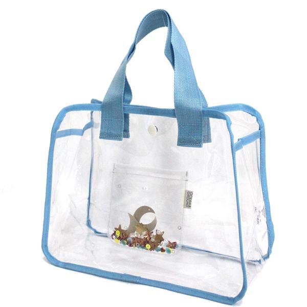 Ocean＆Ground（GOODS） オーシャン＆グラウンドグッズ“オーシャン＆グラウンド”のプールBAG BIG ISLAMD・ポイントはモチーフ入りのポケット・クリア×パステルカラーのプールBAG・マチをしっかり取った長方形・プールや...