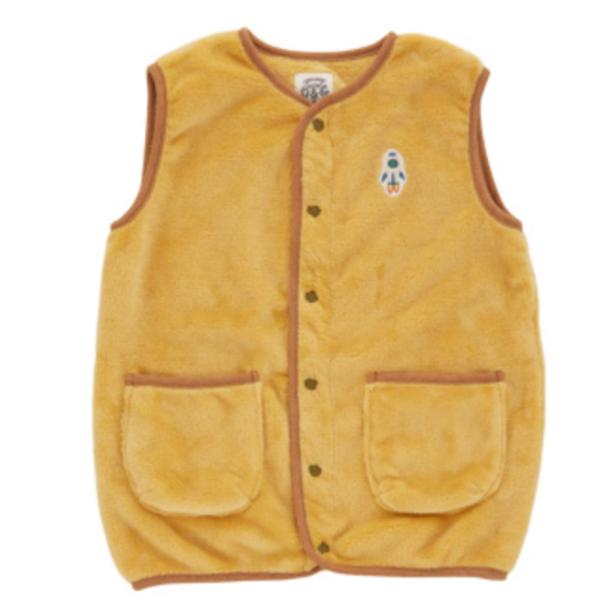 Ocean＆Ground オーシャン＆グラウンド“オーシャン＆グラウンド”のワッペンフリーススリーパー・部屋着の上からさっと羽織れるスリーパー・子どもが1人で着用しやすいスナップ釦仕様・寒い日のお風呂上りや、就寝時にも便利・身生地は肌ざわり...