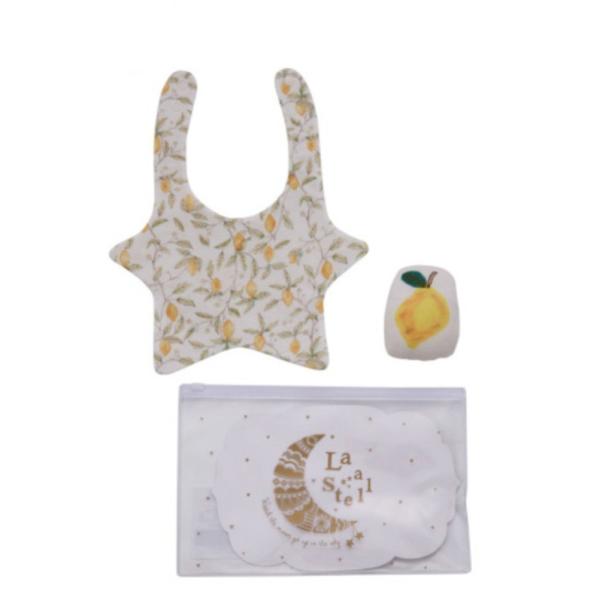 Ocean＆Ground オーシャン＆グラウンド“オーシャン＆グラウンド”の【La stella/ラステラ】レモンガラスタイ＆ラトルSET ・ユニッセクスで使えるレモン柄・プレゼントにも最適なスタイとラトルのセット・オリジナルのパッケージ付...