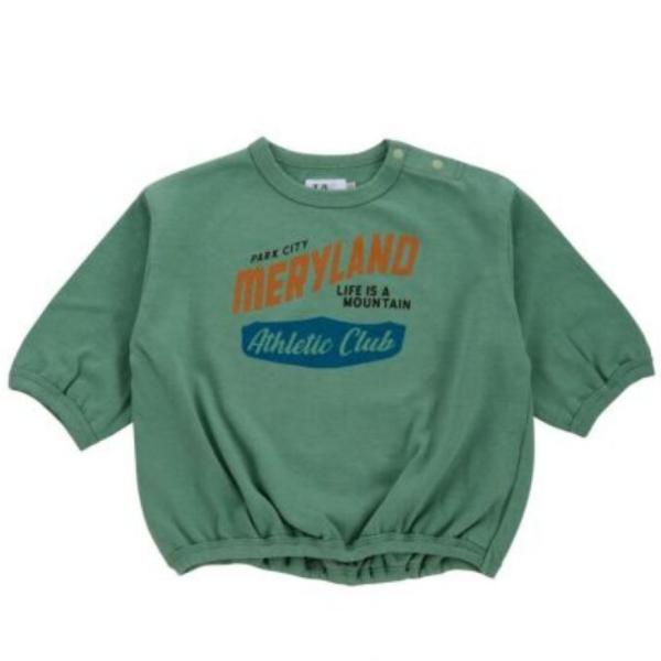 Ocean＆Ground オーシャン＆グラウンド“オーシャン＆グラウンド”のロゴプリントベビーバルーンTシャツ・丸みのある裾ゴム入りのロンT・柔らかいタッチのロゴプリントがポイント・素材はナチュラルな風合いのガーゼ天竺を使用※モデル画像の商...