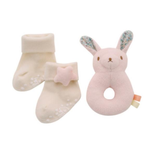 Ocean＆Ground（GOODS） オーシャン＆グラウンドグッズ“オーシャン＆グラウンドグッズ”の【La stella/ラステラ】アニマルラトル＆ソックスギフトBOXセット・ソックスとラトルの入ったギフトボックス・ソックスには小さな音が...