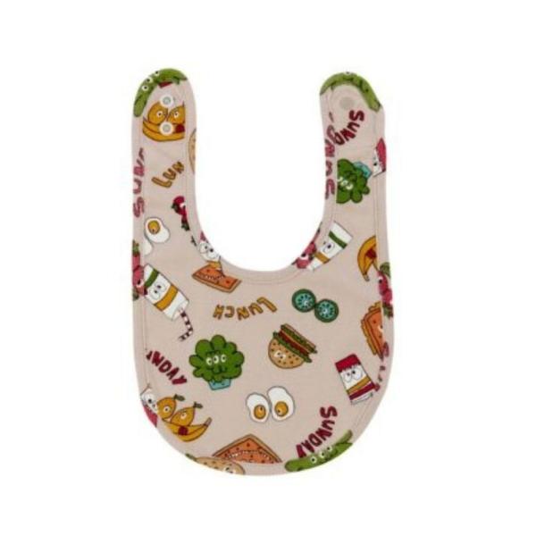 Ocean＆Ground オーシャン＆グラウンド“オーシャンアンドグラウンド”のFoodスタイ・デイリーユースにぴったりの手描きタッチのポップなフード柄・よだれの多い赤ちゃんも安心の撥水加工・2段階のスナップボタンで、赤ちゃんの成長に合わせ...