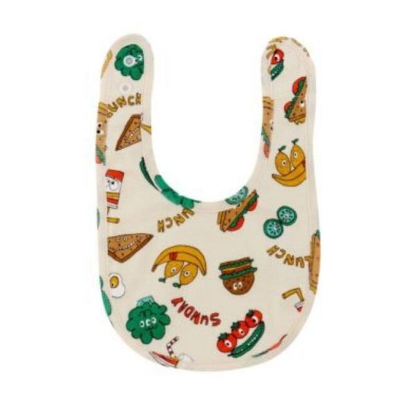 Ocean＆Ground オーシャン＆グラウンド“オーシャンアンドグラウンド”のFoodスタイ・デイリーユースにぴったりの手描きタッチのポップなフード柄・よだれの多い赤ちゃんも安心の撥水加工・2段階のスナップボタンで、赤ちゃんの成長に合わせ...