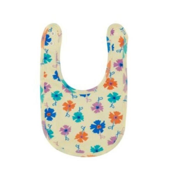 Ocean＆Ground オーシャン＆グラウンド“オーシャン＆グラウンド”のPaintingFlowerスタイ・手書き風のラフなタッチで描かれた、カラフルな花々の総柄・明るく元気な印象を与える4色使いのデザイン・裏面に撥水加工を施し、よだれ...