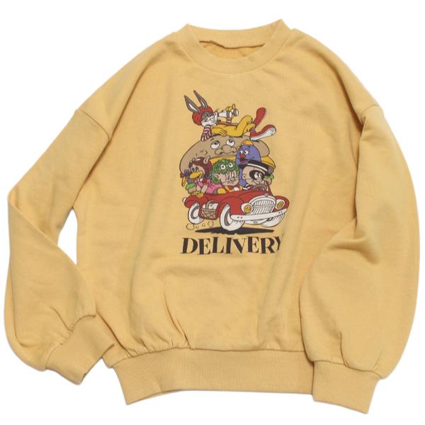 Ocean＆Ground オーシャン＆グラウンド“オーシャン＆グラウンド”のSTARTS DELIVERYプリントスウェット・肌なじみの良いコットン裏毛・キャラクターモチーフのグラフィックが印象的・ゆったりとしたワイドデザイン・同柄のロンパ...