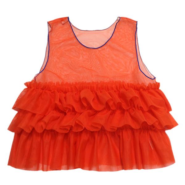 Ocean＆Ground オーシャン＆グラウンド“オーシャン＆グラウンド”のボリュームフリルチュールベスト・ボリュームのあるチュールフリルベスト・透け感のある素材でTシャツとのレイヤードを楽しめます・コーデの主役になるアイテム・色違いでお揃...