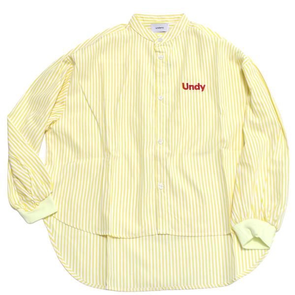 undeny. アンディニー“アンディニー”のストライプシャツ・ゆとりのあるワイドシルエットのシャツ・鮮やかなカラー展開のストライプ柄・後ろ身頃をお尻が隠れるくらいに設定・袖口はリブ仕様・胸元の刺しゅうがアクセント・羽織としてもロングシーズ...