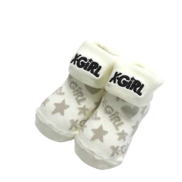 X-GIRL STAGES エックスガールステージズ“エックスガールステージズ”のロゴジャガードベビーソックス・ジャガードロゴの総柄ソックス・折り返し部分のロゴ刺繍もアクセントに・足底には滑り止め付き・ベビーコーデのアクセントにおすすめ関連...