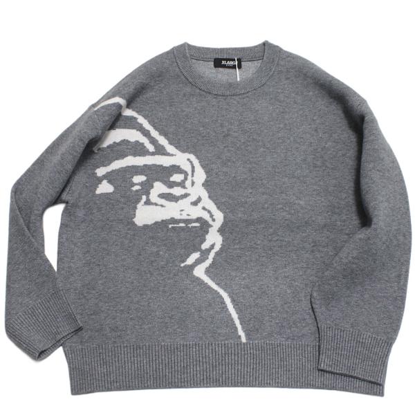 XLARGE KIDS エクストララージキッズ“エクストララージキッズ”のOGフェイスニットプルオーバー・滑らかな肌さわりのニットアイテム・ＯＧゴリラのグラフィックが目を惹きます・シンプルながらインパクト抜群・1枚でもレイヤードも楽しめる1...