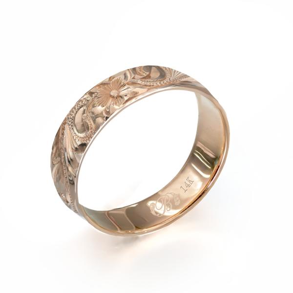 お問合せ品番：PB4A-E◆商品名14Kピンクゴールド バレル 幅4mm 厚み1.2mm スクロール ノーエッジ リング◆こちらはオーダーメイド商品です入金確認後に、ハワイの工房に製作を依頼する受注生産の商品です。ご注文後のキャンセルは出来...