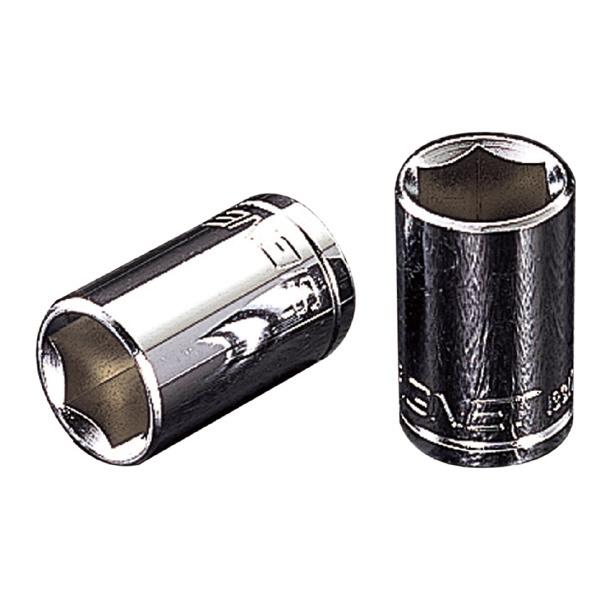 '●差込角(SQ)：1/2●サイズ(mm)：8●全長(L；mm)：38●先端部ソケット外径(D1；mm)：14.5●差込部ソケット外径(D2；mm)：22●ソケット深さ(T；mm)：14●ミラー仕上げのメッキが美しいスタンダードソケット。●...