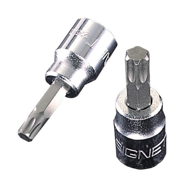 '●差込角(SQ)：3/8●サイズ：T55●先端部外径(mm)：11.22●対応ねじサイズ(mm)：M12●全長(L1；mm)：49●軸長(L2；mm)：23●外径(D；mm)：17.8●ヘクスローブネジ用T型ビットソケット。00856_2...