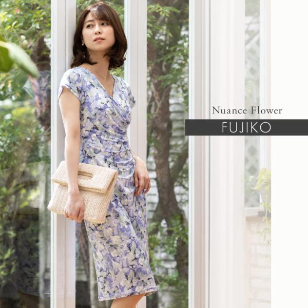 体型カバー 30代 40代 50代 ワンピース 半袖 膝丈 ひざ丈 タイト 着やせ 春夏 レディース 大人 上品 エレガント パーティー トールサイズ 大きいサイズ フォーマル 二次会 婚活 夏ワンピ 【花柄】/【FLOWERITEM】【ブ...