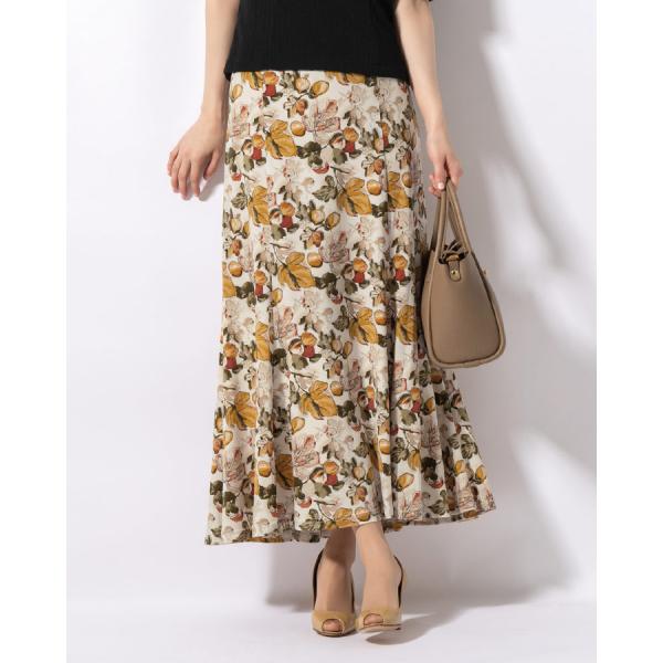 体型カバー スタイルアップ 体系カバー マキシ丈スカート 細見え ロング丈 マーメード エレガント 春夏 秋冬 S M L デート おでかけ 旅行 リゾート パーティー 結婚式 二次会 通勤 【花柄】/【FLOWERITEM】【オレンジ・イ...