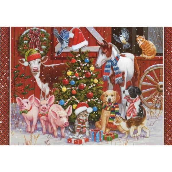 クリスマスの楽しみはみんなで集うこと♪かわいい猫ちゃんと動物たちのクリスマスカード■二つ折りのクリスマスカード■カードサイズ：11.8ｃｍ*17ｃｍ （日本では定形外郵便のサイズになります） ■輸入国：アメリカ■メーカー：Leanin' T...