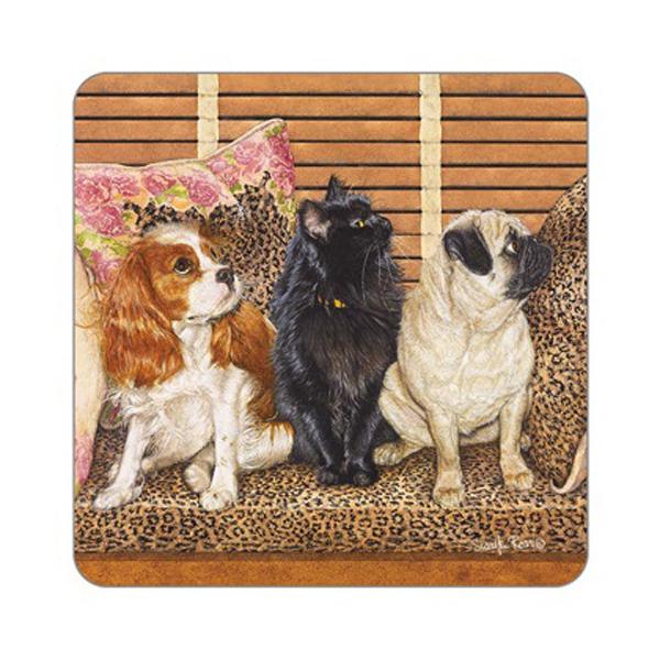 デスクやコーヒーテーブルにかわいい猫のコースター飾っても素敵なインテリアに■アーティスト：Sueellen Ross■約9.5cm*9.5cm*0.3cm■熱や水に強く裏面はコルクが貼られています■輸入国：アメリカ　生産国：アメリカ■メーカ...