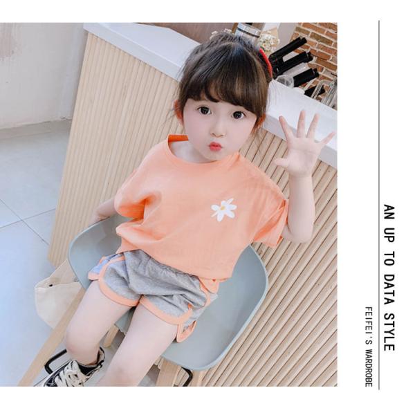 Size 100上下セット 子供服 半袖 Tシャツ セットアップ キッズ カジュアル 女の子 パンツセット ウエストゴム スポーツウェア ジュニア 春夏普段着だけでなく運動会や遠足、スポーツ以外にパジャマとしても◎通気性がよく、汗をかいても...