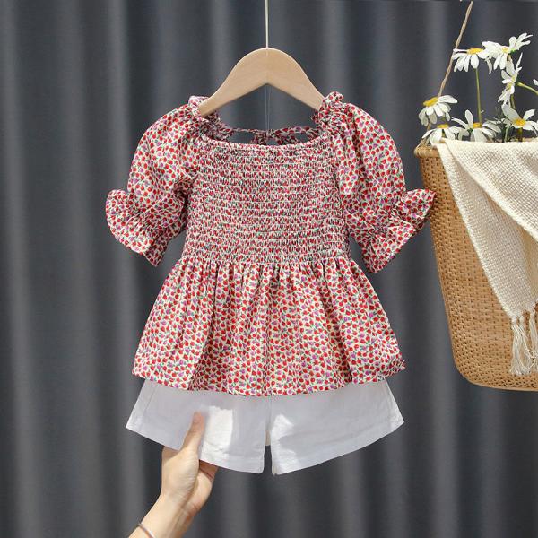 サイズ100着方によって全然違う雰囲気が出せる、素敵な2点セット上下セット 子供服 半袖 Tシャツ セットアップ キッズ カジュアル 女の子 パンツセット ウエストゴム スポーツウェア ジュニア 春夏