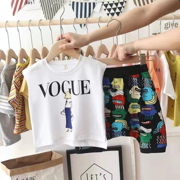 サイズ100海外で人気のあるデザインキッズ 子供服 セットアップ 上下セット ベビー服 トップス+ショートパンツ 2点セット カジュアル 男の子 春夏 ゆったり 可愛い