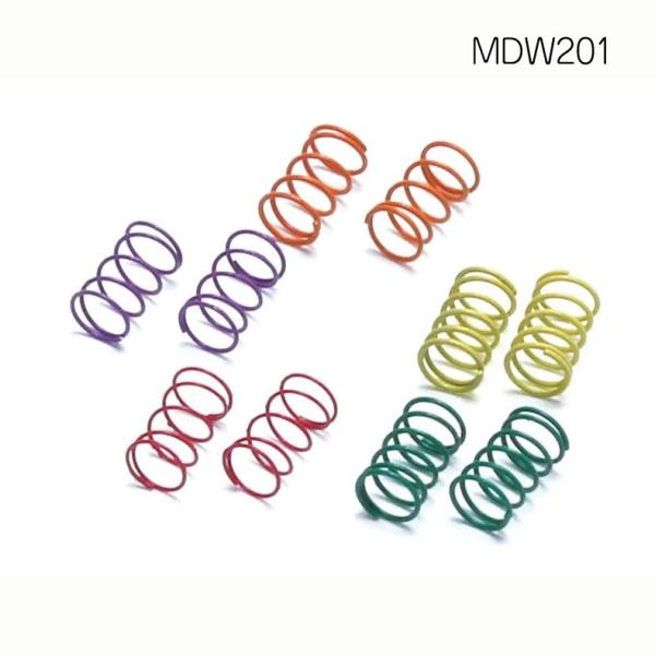 ※こちらの商品はラッピング不可となっております。ミニッツAWD MA-020/030EVO用のフロントスプリングセット。グリーンは標準同等レートで、5種類をセット。セッティングに役立ちます。ミニッツFWDにも使用可能。