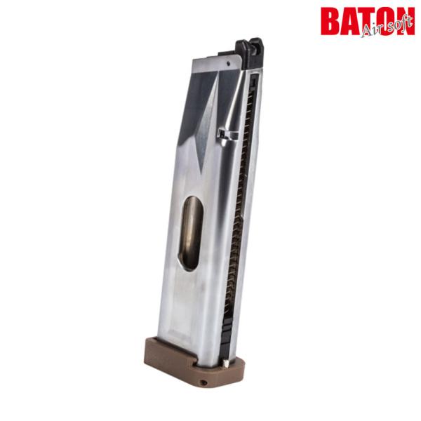 ※こちらの商品はラッピング不可となっております。BATON airsoft 2011 CO2 ロングマガジン FDE JASG認定装弾数 : 31発SAND VIPER純正採用のセミロングマガジン。CO2カートリッジ位置を下げることで気化室...