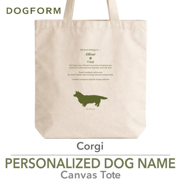 Personalized Corgi Full Tail Canvas Tote Bag with Custom Dog Name.This minimalist canvas tote bag features a stylish Cor...