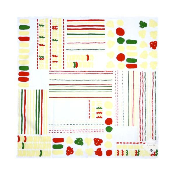 日本製：グラフィカ素材：綿100％サイズ：約54cm(四方ミシン）注染：注染（ちゅうせん）とは、特殊な糊で防染し重ね上げた生地の上から染料注ぎ、模様部分を染め上げる伝統的な型染めの一種です。伝統的な技術に基いて、手ぬぐい、浴衣、ふきん等が生...