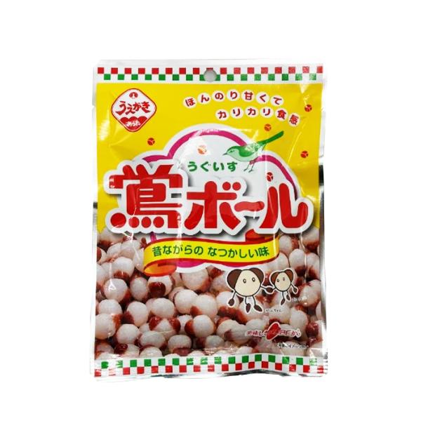 植垣米菓「鶯ボール 34g」は、もち米を使用した関西で長く愛されるかりんとう風あられです。ひと口サイズで食べやすく、砂糖のやさしい甘さとほんのり塩味が絶妙にマッチ。おやつやお茶請け、小腹満たしにもぴったりなロングセラー米菓です。●もち米使用...