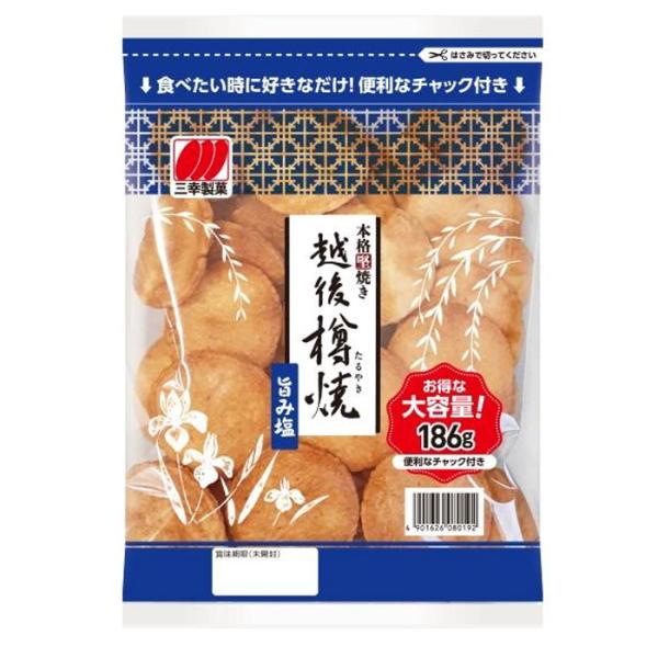 風味豊かな青のり・アオサ・焼きのりの3種類ののりと、香ばしいごまを生地に練り込んだ三幸製菓 おかき餅 2種ののり味 82g。もち米100％の生地ならではのほろっと軽やかな食感と、お米本来の旨みが楽しめます。「のり塩」と「のり醤油」の2種類を...