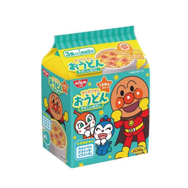 お子さまに人気のアンパンマンがデザインされた、やさしい味わいの即席うどんです。かつおと昆布のだしをきかせたすっきりとしたつゆに、アンパンマンのかまぼことふんわりかきたまを加え、小さなお子さまでも食べやすい味わいに仕上げました。3食入りで家族...