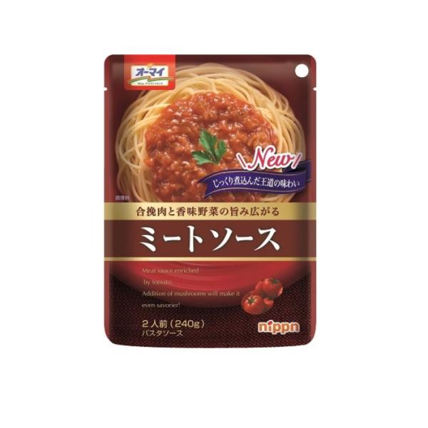 じっくり煮込んだひき肉の旨みと、トマトのコク深い味わいが楽しめる「ニップン オーマイ ミートソース」。完熟トマトの酸味と甘みを活かし、スパイスを効かせたバランスの良い味に仕上げています。パスタにかけるだけで、本格的なミートソーススパゲッティ...