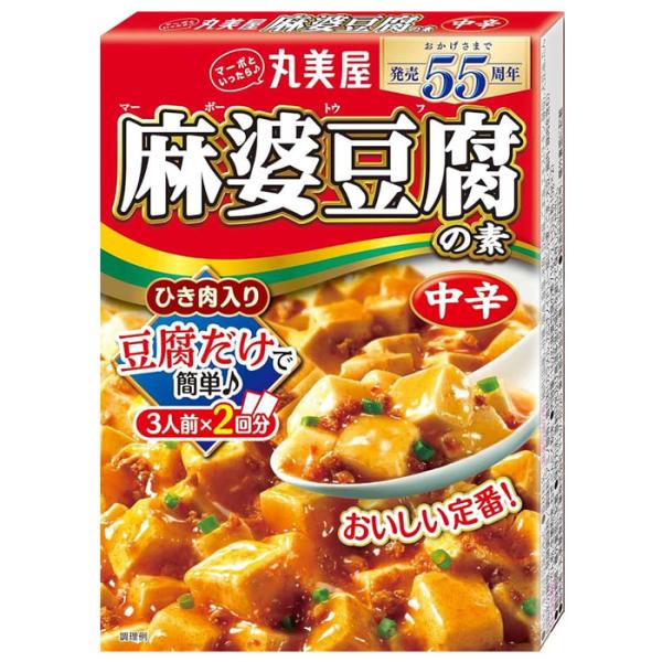 丸美屋 麻婆豆腐の素 中辛は、豆腐を用意するだけで本格的な麻婆豆腐が手軽に作れる人気の中華合わせ調味料です。ひき肉入りなので、材料を追加する手間が少なく、忙しい日の夕食や時短調理にもぴったり。コクのある味噌の旨みと香辛料のほどよい辛さが絶妙...