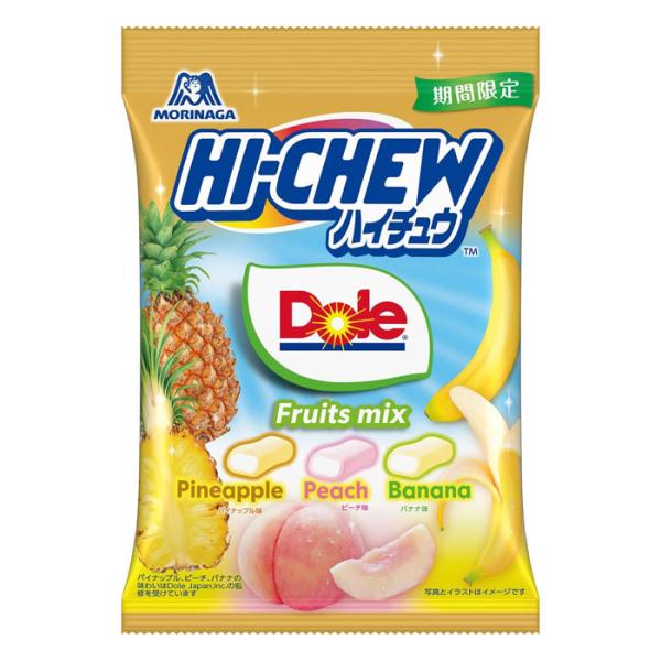 森永製菓 ハイチュウアソート Doleフルーツミックス 68gは、世界中で愛されるフルーツブランドDoleとのコラボレーションで誕生した、期間限定のハイチュウアソートです。バナナ・パイナップル・ピーチの3種類のフルーツフレーバーを詰め合わせ...