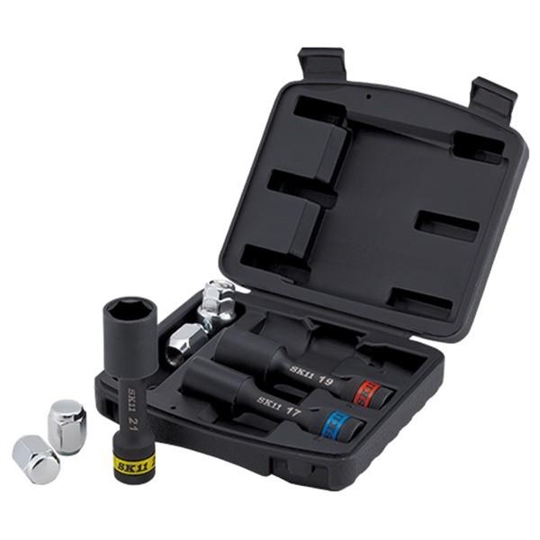 【在庫品】[ソケット 1/2ソケット]SK11 ホイールナットソケットセット SWS403P 4977292296090インパクトレンチ用のホイールナット着脱作業に適した仕様・設計です。六角ボルト・ナットの締付け、緩め作業。■特長・着脱可能...