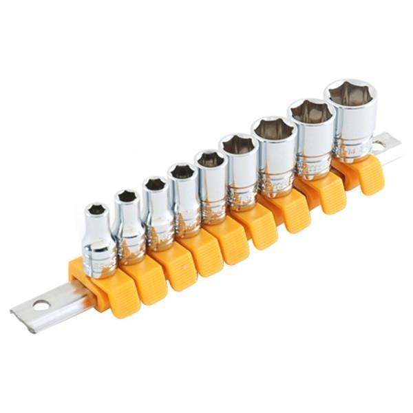 【在庫品】[ソケット ソケットレンチセット]SK11 ソケットセット SHS209M 4977292239639面接触加工でボルトの角に優しい設計です。差込角6.35mmのミリサイズ対応ソケット9個組セット。■特長・新型ソケットホルダーを採...