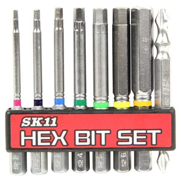 【在庫品】【メール便】[先端工具 ドリルアタッチメント 藤原産業セット]※ご注意・ビットの取付・交換は確実に行ってください。・使用時は保護メガネを着用してください。SK11 六角ビットセット8本組 BS-20N 8ホンクミ 49772923...