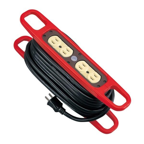 【取寄品】[電工ドラム コード]巻き取り具付きの延長コードです。屋内型2芯タイプ・アース無ハンドリール。■特長・工場内やガレージでの軽作業に最適です。■仕様・定格：2P・15A/125V・電線：VCTF1.25×2芯・電線長：10m・電線色...