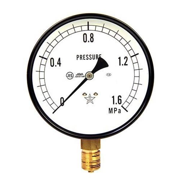 【取寄品】[エアーツール 圧力計 機器]右下精器 汎用圧力計A100・G3/8 S-41・1.6MPA 4977292426053高品質、高性能の日本製汎用圧力計です。圧力瞬時変化割合3パーセント/秒以内の定圧力の計測(空気、水、油等)。■...