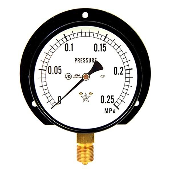 【取寄品】[エアーツール 圧力計 機器]右下精器 汎用圧力計B100・G3/8 S-42・0.25MPA 4977292426183高品質、高性能の日本製汎用圧力計です。圧力瞬時変化割合3パーセント/秒以内の定圧力の計測(空気、水、油等)。...